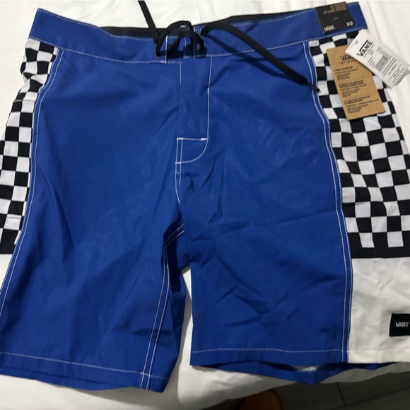 Vans | Shorts | Vans Blue And Black Checkered Swim Shorts | Poshmark